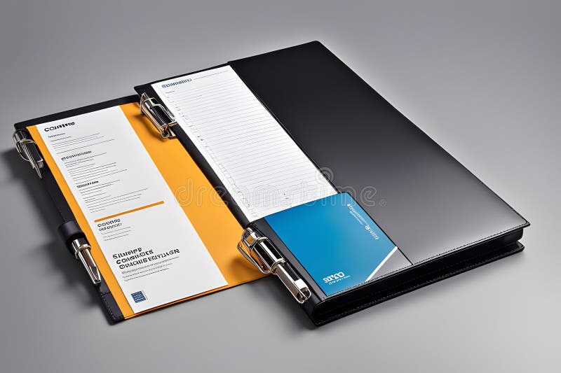 Two Folders with Blue and Yellow Pages Stock Image - Image of open ...