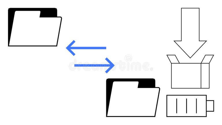 File Sharing and Data Transfer with Folders, Box, and Arrows Stock ...