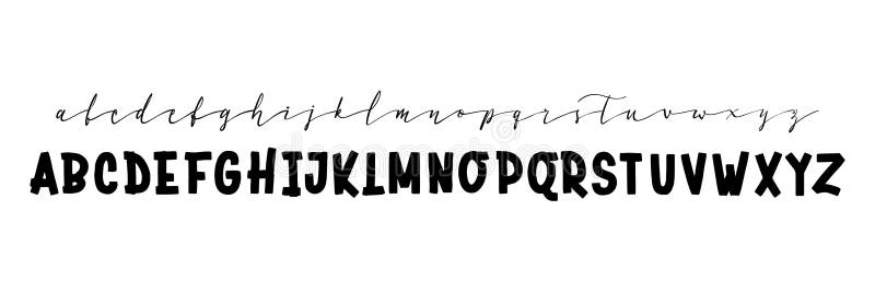 Two Font Script and Bold. Vector Hand Drawn Typeface. Brush Painted ...