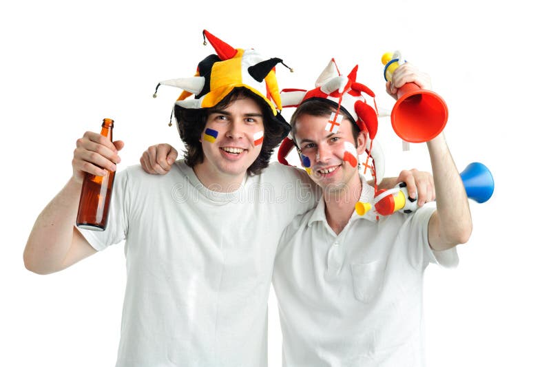Two football fans stock photo. Image of sport, studio - 21967058