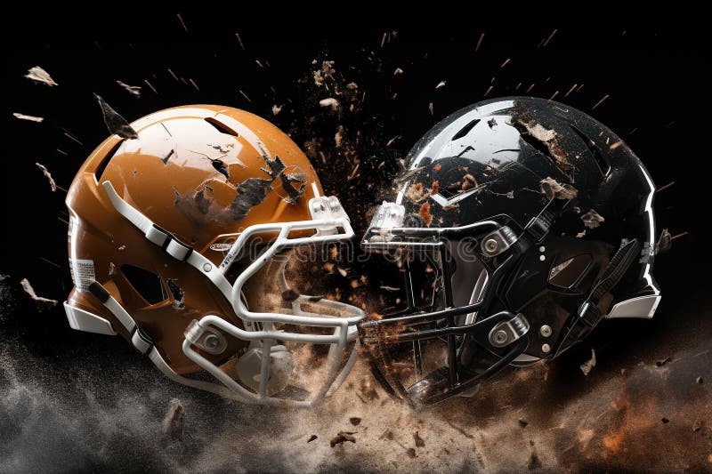 Two Football Helmets Crashing into Each Other. Generative AI Stock ...