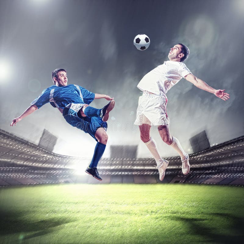 Two Men Soccer Player Standing Silhouette Stock Image - Image of ...