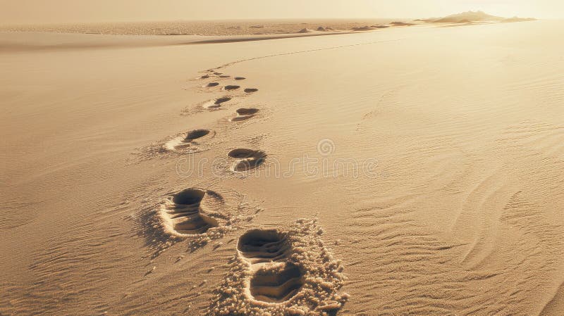 Two Footprints in the Desert Sand Stock Image - Image of trek ...