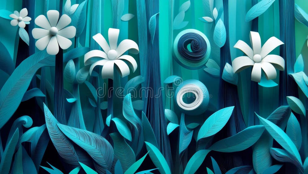 Two Forest Scenes that Include Trees and White Flowers are Depicted ...