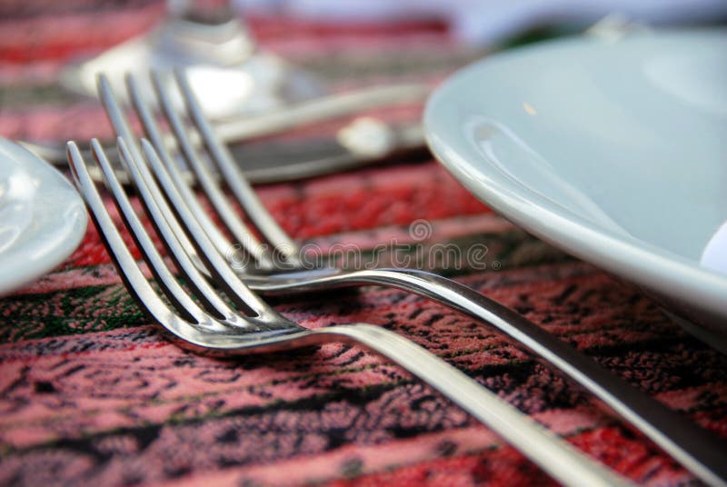 Two forks stock image. Image of plates, napkin, served - 10852275
