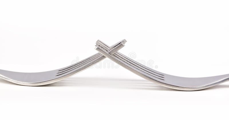 Two Forks Cross on White Surface Stock Photo - Image of crisscross ...
