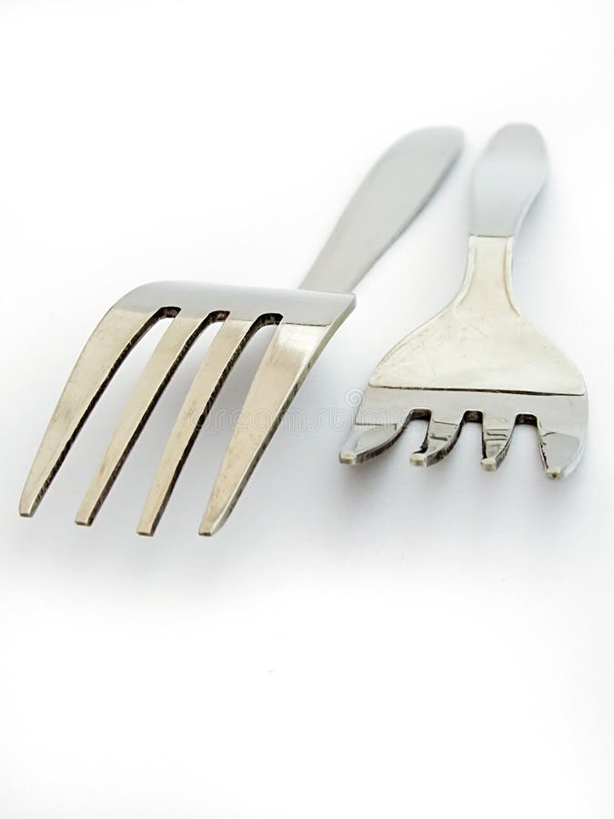 Two Forks on Isolated Background Stock Photo - Image of lunch ...