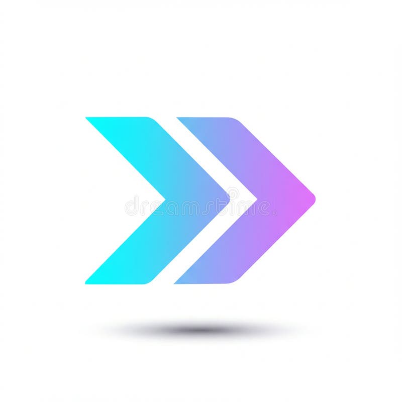 Two Forward-pointing Chevrons with a Gradient Color Scheme ...