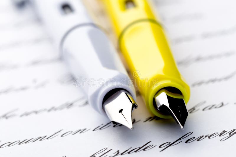Two Fountain Pens on a Letter Stock Photo - Image of correspondence ...