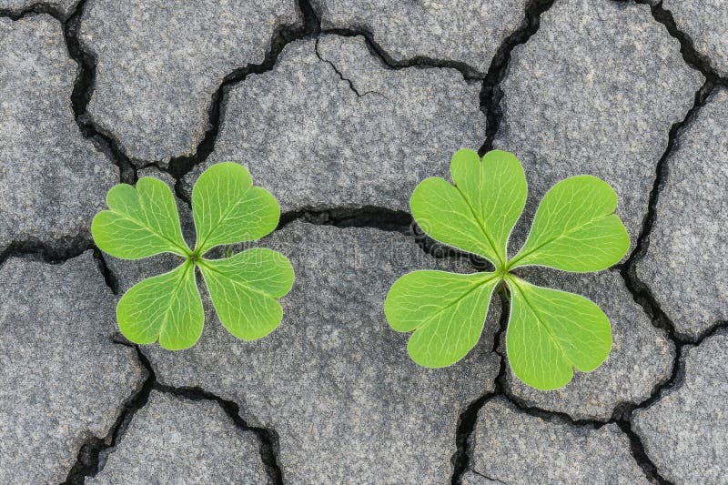 Two Four-leaf Clovers on Cracked Earth: Symbol of Resilience and Hope ...