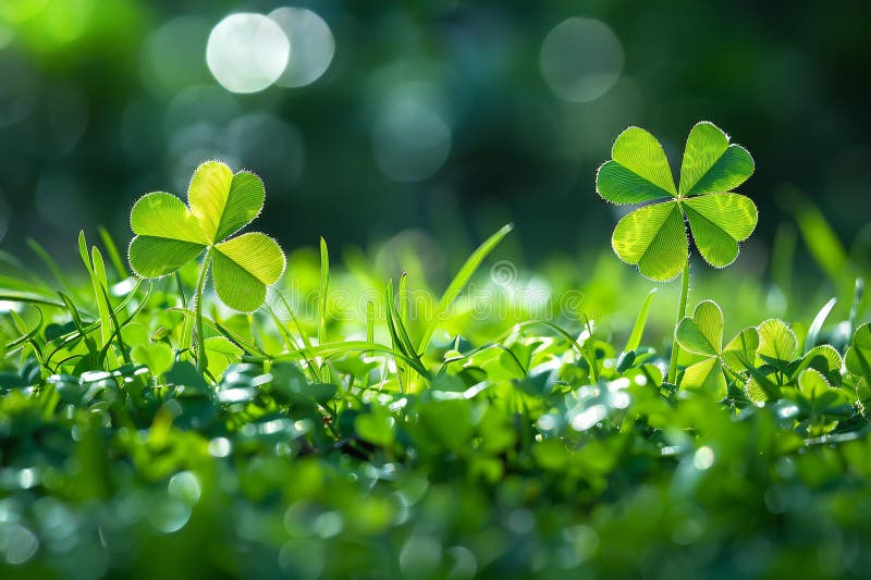 Two Four-leaf Clovers in the Grass, Symbolizing Good Luck. a Viewer S ...