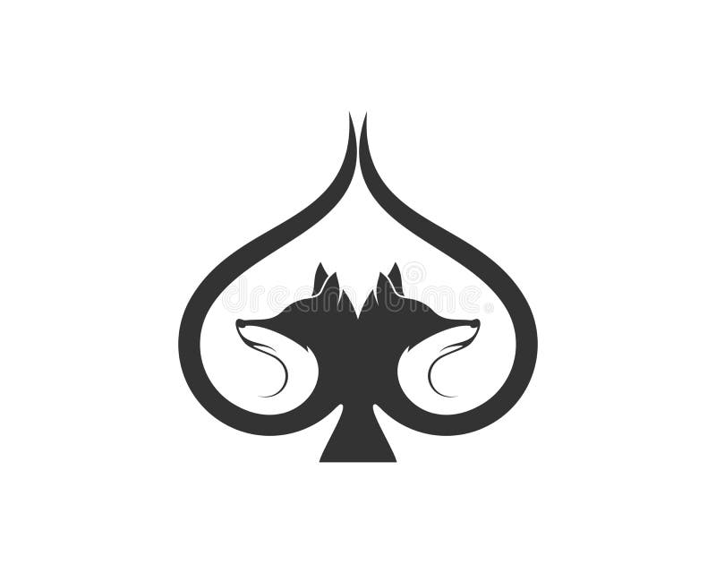 Two Fox Head Forming Spade Shape Logo Stock Illustration - Illustration ...