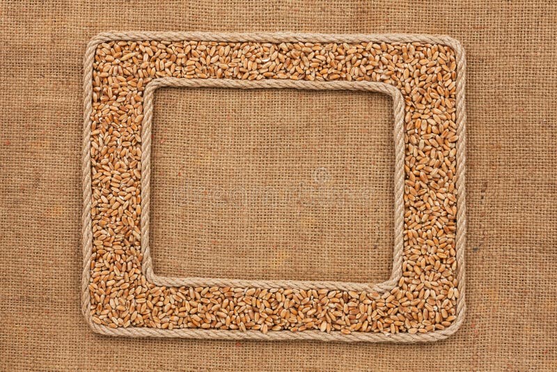 Two Frame Made of Rope with Wheat Grains on Sackcloth Stock Image ...