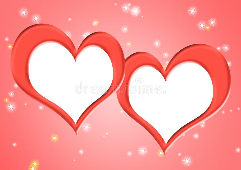 Two Frames in the Form Hearts Stock Illustration - Illustration of ...