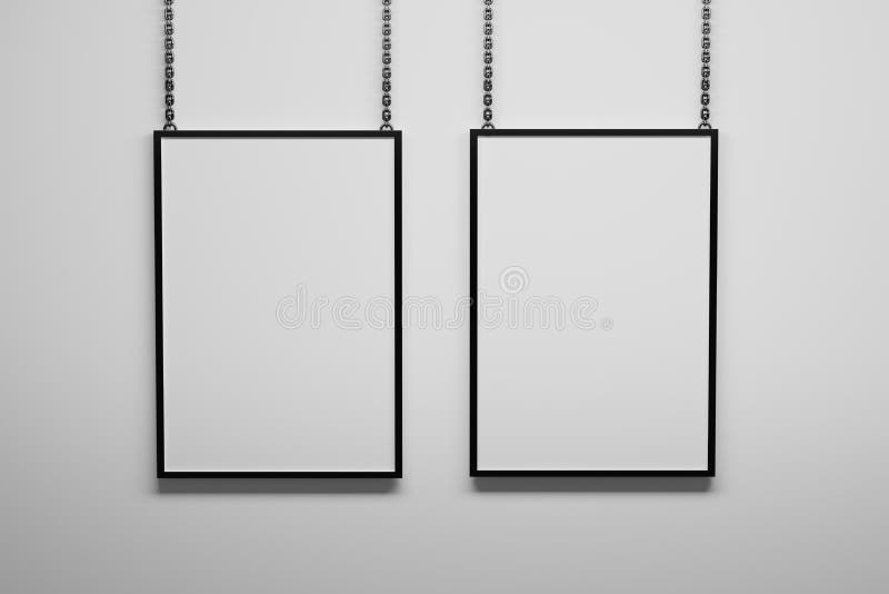 Two A4 Frames Hangin on Black Metallic Chains Stock Illustration ...