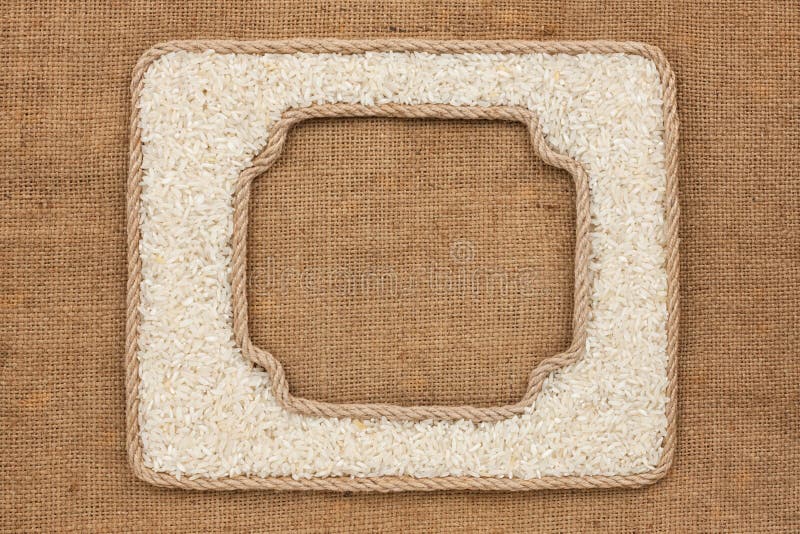 Two Frames Made of Rope with Rice Grains on Sackcloth Stock Photo ...