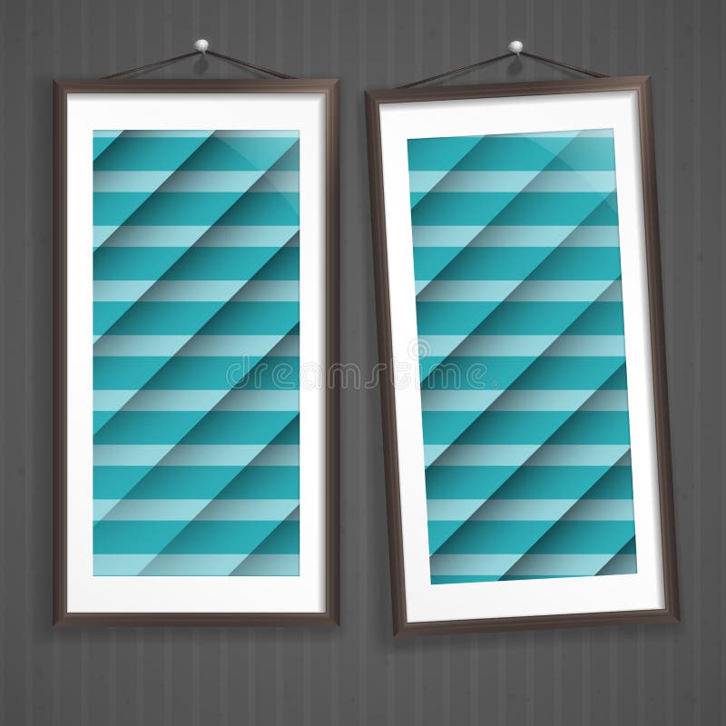 Two Frames of Picture on a Striped Old Wall Stock Vector - Illustration ...