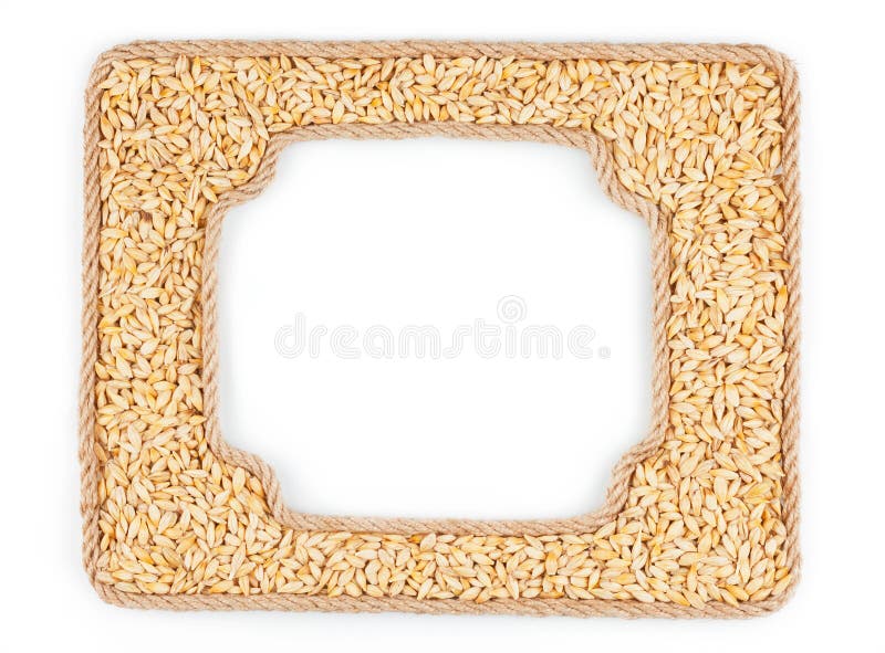Two Frames of the Rope with Barley Grain on a White Background Stock ...