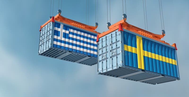 Greece and Sweden. Crossed Greek and Swedish Flags. Official Colors ...