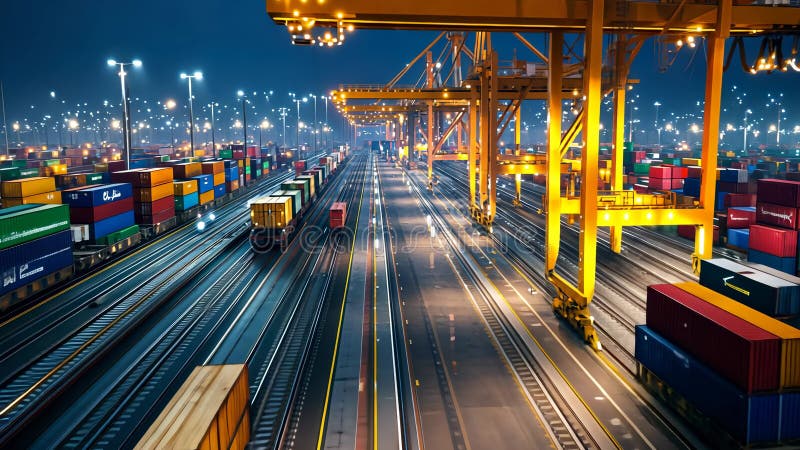 Freight Trains Loaded Shipping Cargo Warehouse, Parked Inside Spacious ...