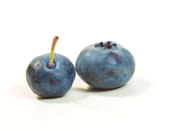 Two Fresh Blueberries on White Stock Photo - Image of healthy ...