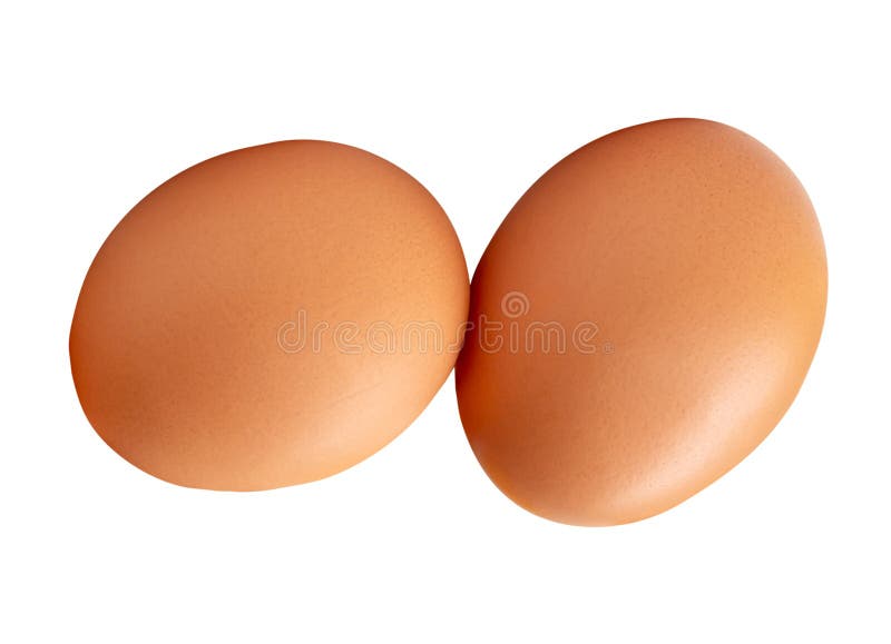 Two Fresh Brown Chicken Eggs in Stack Isolated on White Background with ...