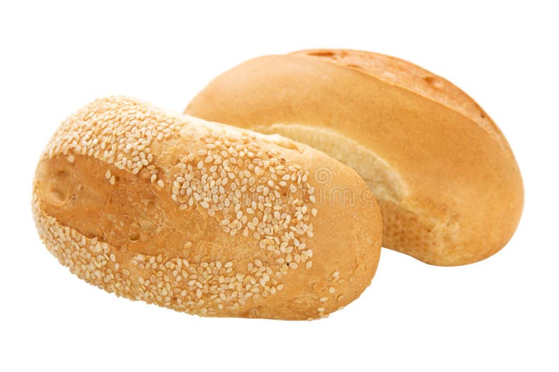 Two Fresh Buns Fully Isolated Stock Image - Image of grain, product ...