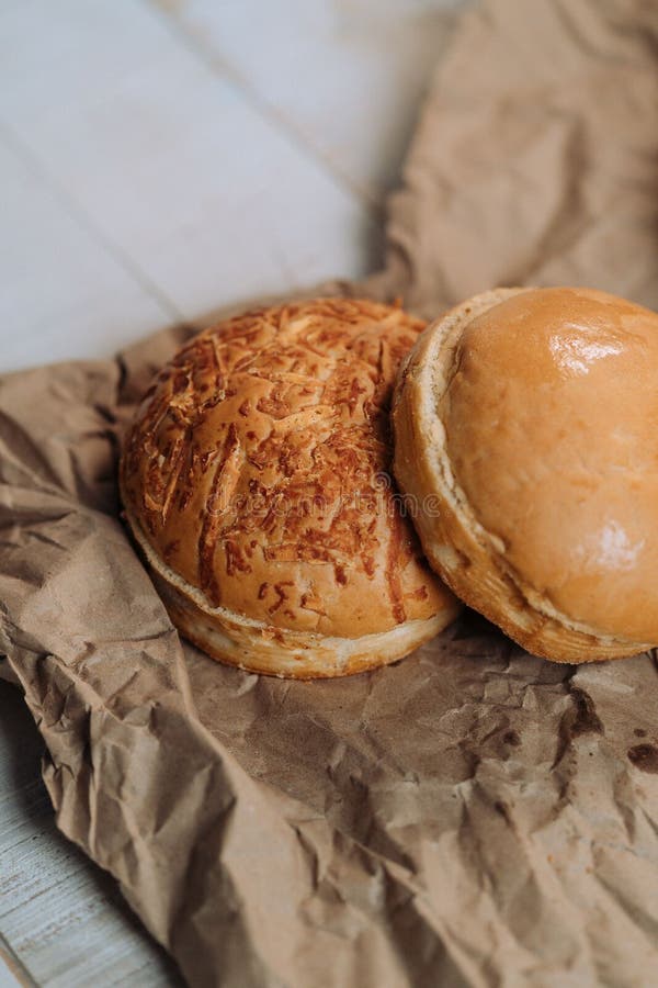 Two fresh burger buns stock photo. Image of sandwich - 258554838