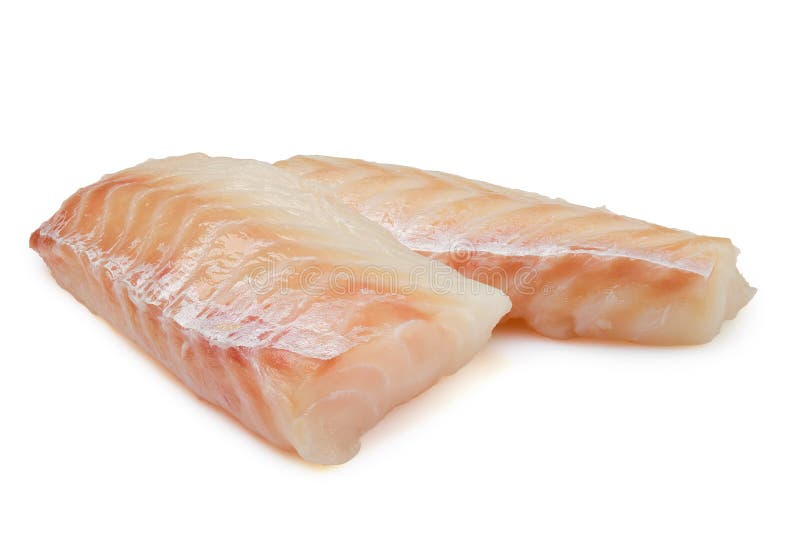 Two Fresh Cod Fillets Cod Isolated on White Bacground Stock Photo ...