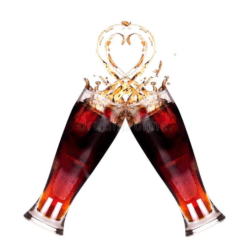 Two Fresh Coke Splash in Glass Making a Toast Stock Photo - Image of ...
