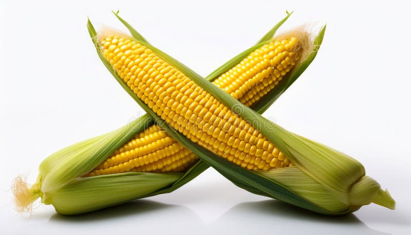 Corn Cobs Creating a Striking X Shape with Vibrant Yellow Kernels and ...