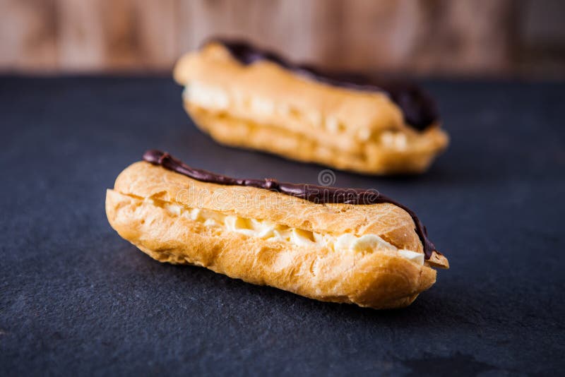 Chocolate eclairs stock image. Image of creme, donut, eclair - 8444955