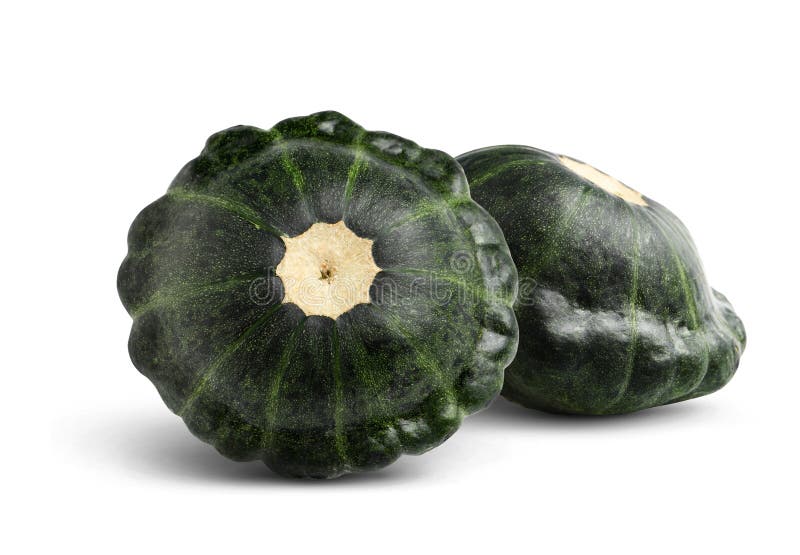 Two Fresh Green Pattypan Squashes on White Background Stock Photo ...