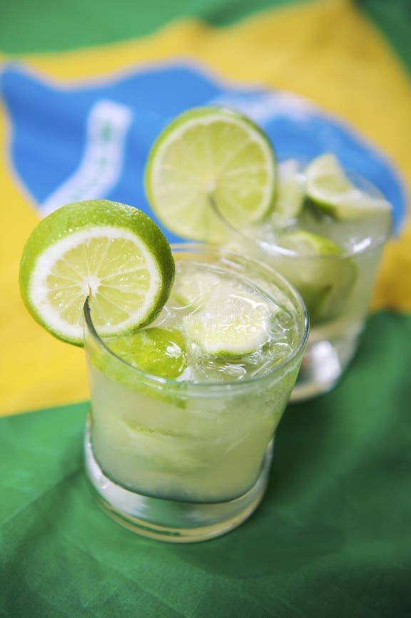 Two Fresh Lime Caipirinhas Brazilian Flag Stock Image - Image of ...