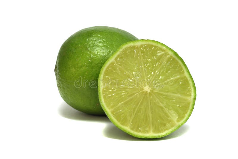 Two Fresh Limes on a White Background Stock Photo - Image of juicy ...