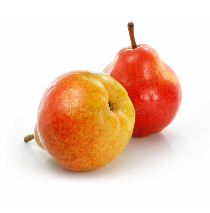 Fresh Pear Fruits with Cut and Green Leaves Stock Image - Image of ...