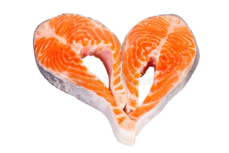 A Heart Made of Two Raw Salmon Steaks, Isolated on Stock Image - Image ...