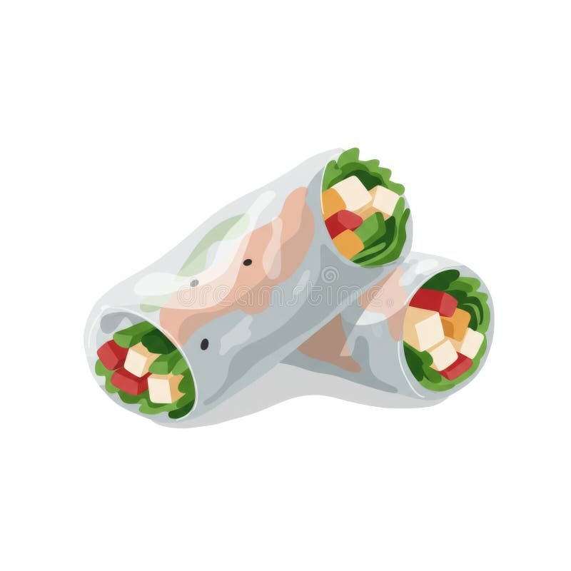 Two Fresh Rice Paper Rolls with Vegetables Stock Illustration ...
