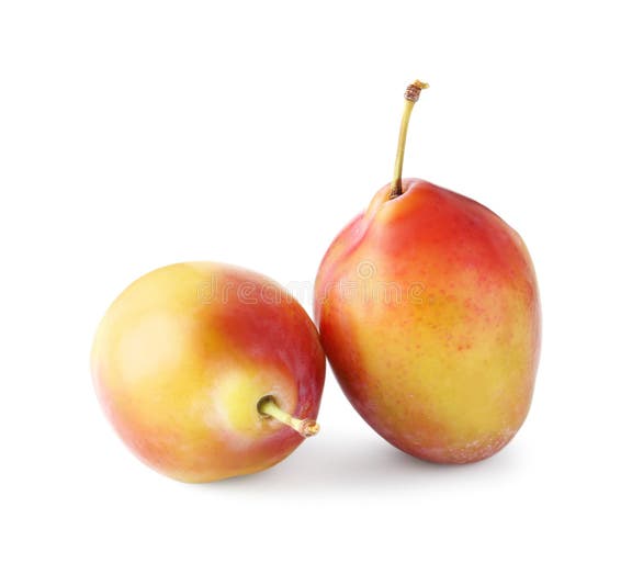 Two Fresh Ripe Plums Isolated on White Stock Photo - Image of eating ...