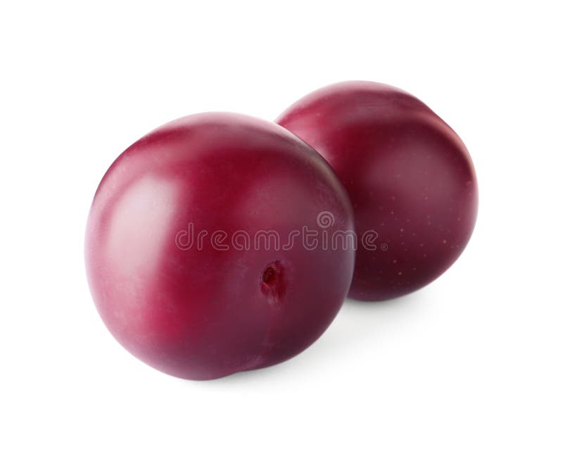 Two Fresh Ripe Plums Isolated on White Stock Image - Image of ripe ...