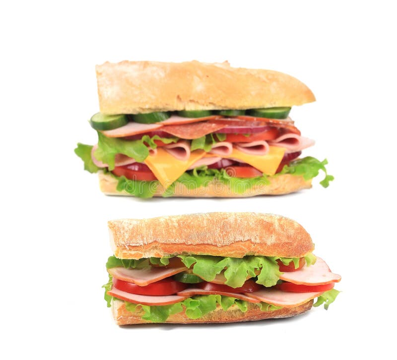 Two fresh sandwiches. stock photo. Image of baguette - 36721402