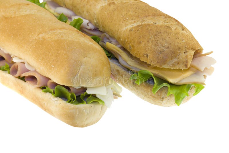 Two fresh subs on white stock image. Image of sliced, hoagie - 9312815