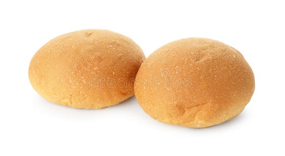 Two Fresh Tasty Buns Isolated on White Stock Photo - Image of bakery ...