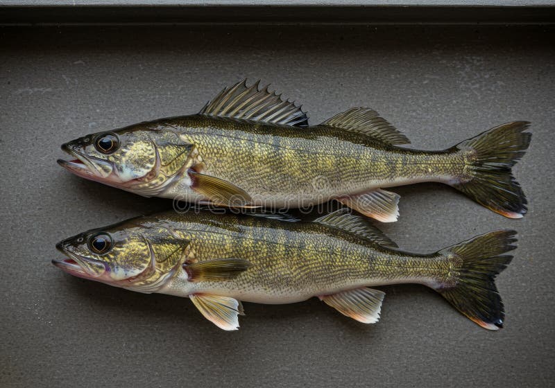 Two Fresh Walleye on White Background Two Walleye Fish Freshly Caught ...