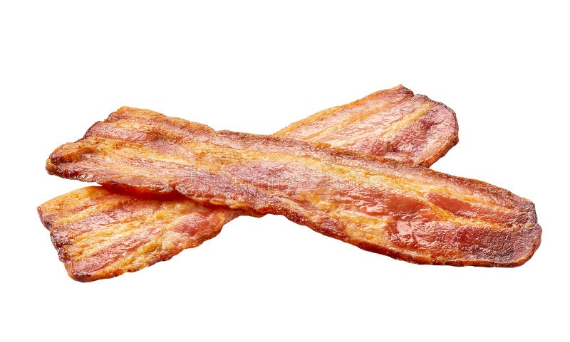 Two Fried Bacon Strips Isolated on White Background. Bacon Isolated on ...