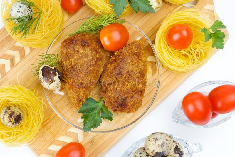 Two fried chicken cutlet stock photo. Image of diet, meat - 67825534