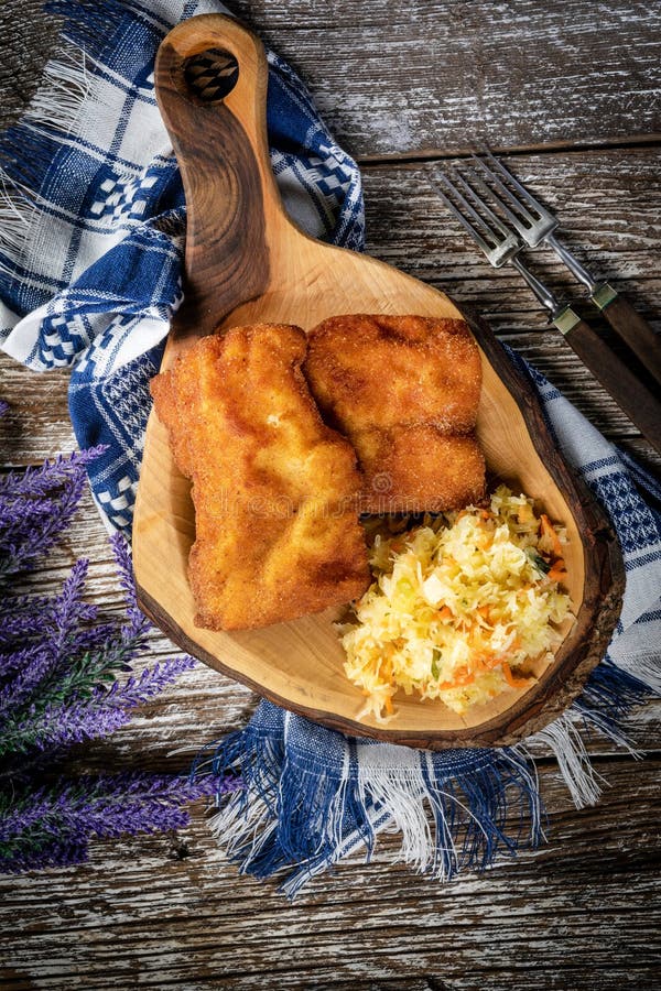 Two Fried Cod Fillet Pieces Stock Photo - Image of board, depth: 346540358