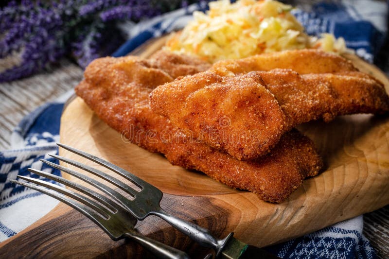 Two Fried Cod Fillet Pieces Stock Photo - Image of food, salad: 274488594