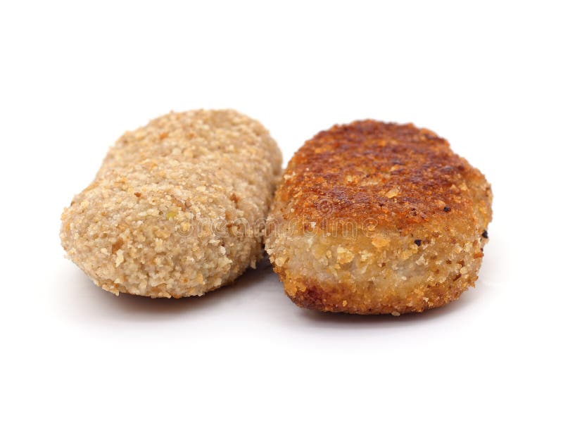 Fried Cutlets Isolated on White Background Stock Image - Image of ...