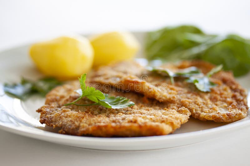 Two Fried Fish Fillet from the Flatfish Flounder with Potatoes, Spinach ...